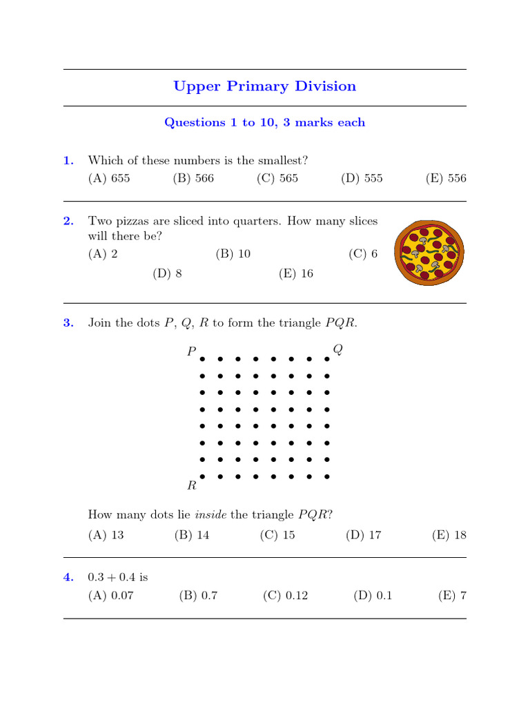 Upper Primary Math Questions and Answers | PDF | Rectangle | Geometry