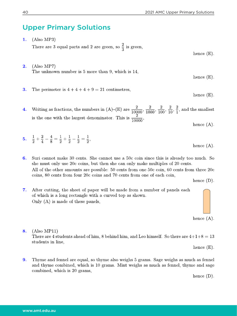 2021 Upper Primary Solutions | PDF