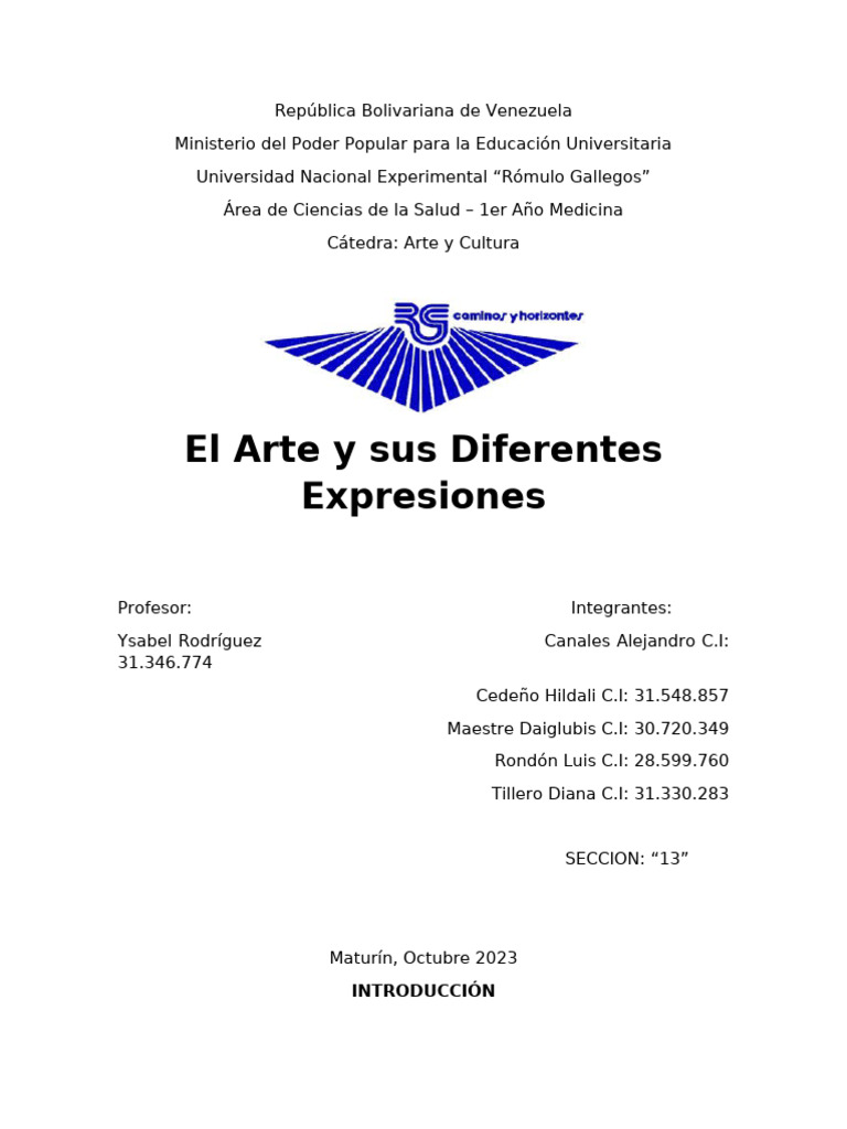 El Arte y Sus Diferentes Expresiones | PDF | Poesía | Pinturas