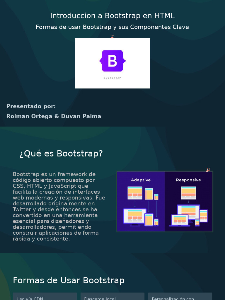 Bootstrap Presentation | PDF | Bootstrap (marco frontal) | Desarrollo web