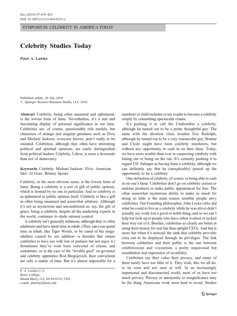 Celeb Studies | PDF | Celebrity | Elvis Presley