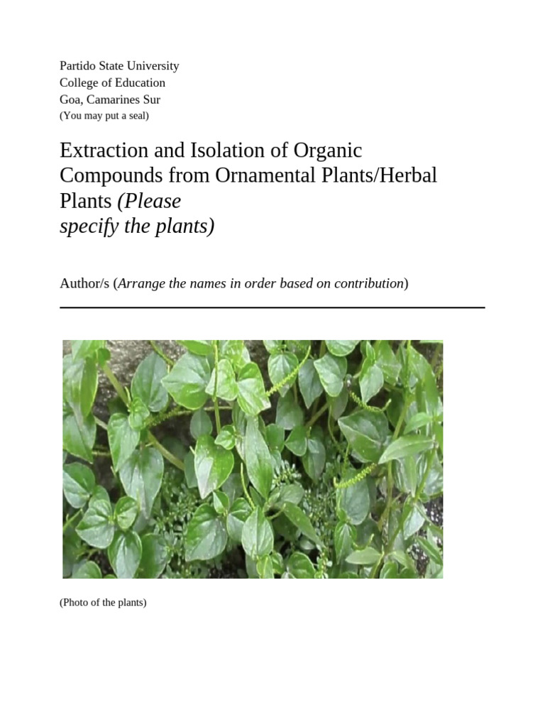 Organic Chemistry: Plants and Its Compounds | PDF | Polyphenol ...
