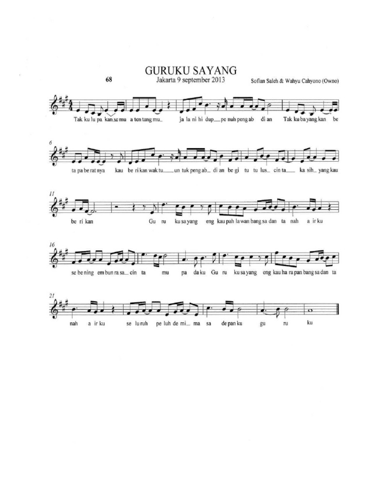 10_Partitur_Guruku Sayang | PDF