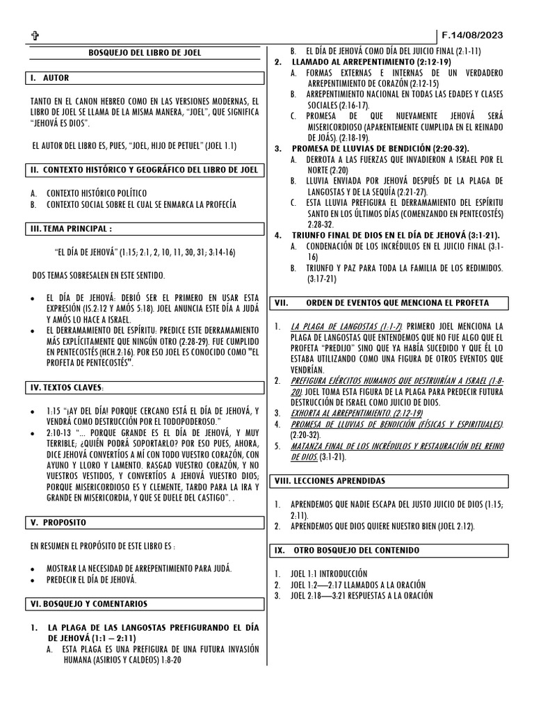 Bosquejo de Libro Joel | PDF | Creencia religiosa y doctrina