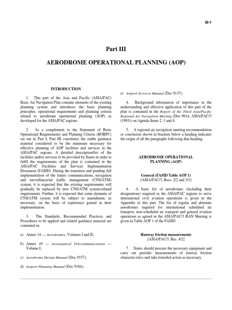 Aerodrome Operational Planning (Aop) : Regional Air Navigation Meeting ...
