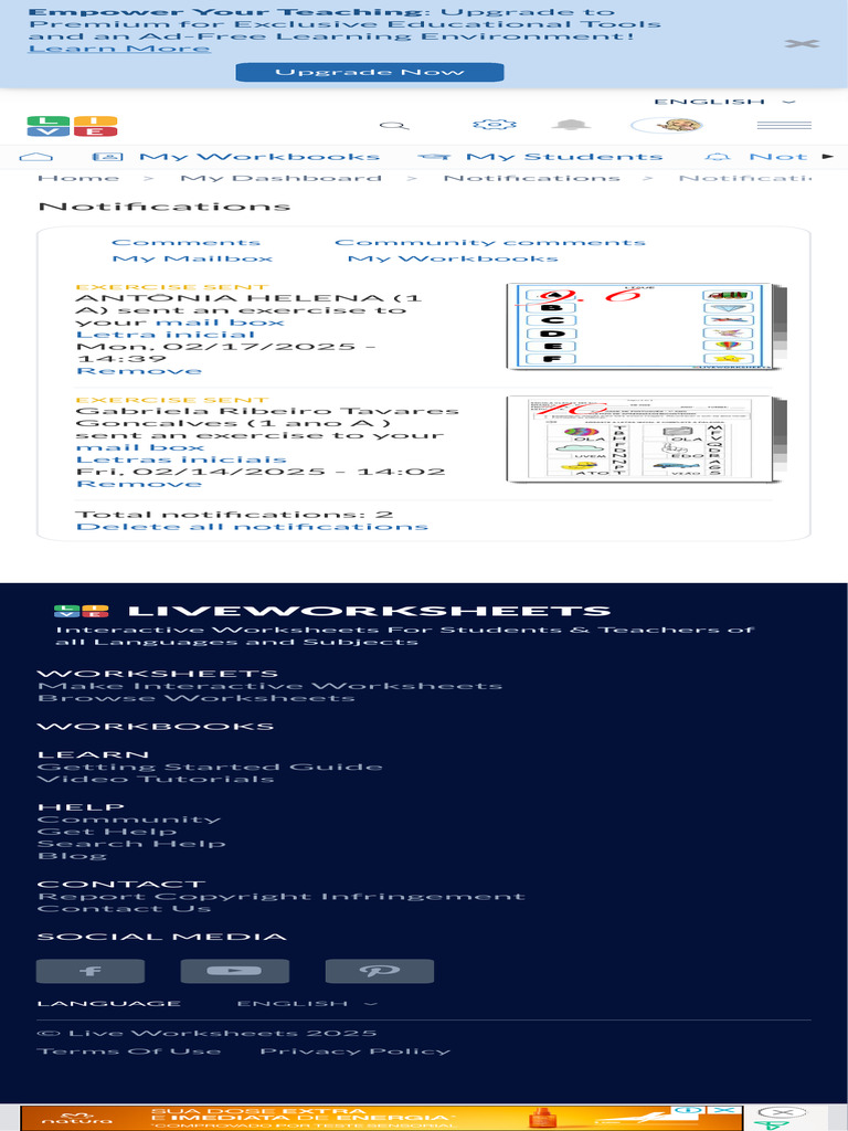 Notifications LiveWorksheets | PDF
