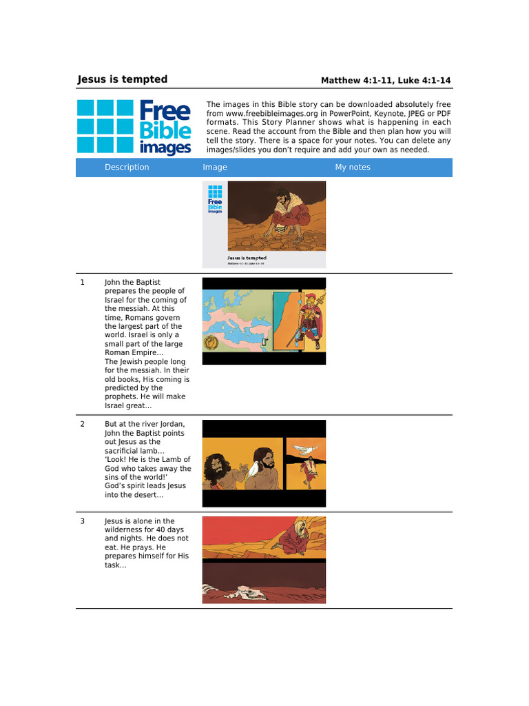 FB WDV Jesus Tempted StoryPlanner EN | PDF | Jesus | John The Baptist