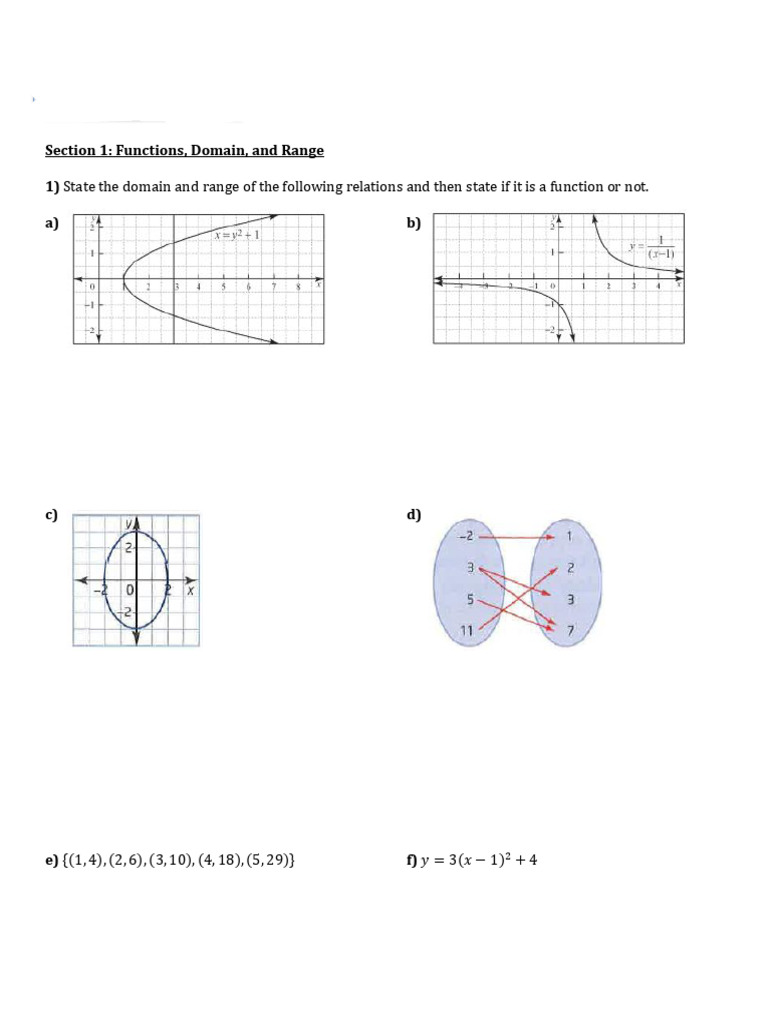 Chapter 1 - Functions - REVIEW | PDF | Quadratic Equation | Algebra