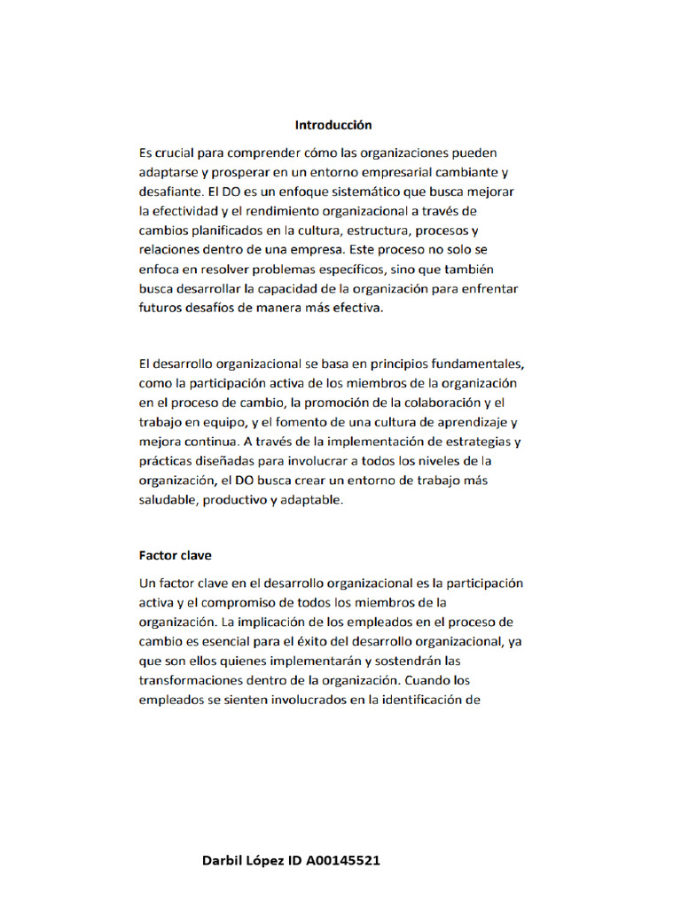 Desarrollo Organizacional Unidad 2 Actividad 2 Lopez Ramirez Darbil ...