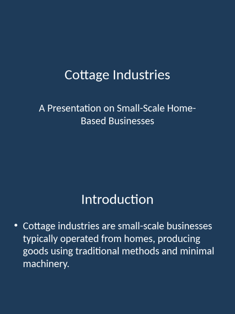 Cottage Industries: Home-Based Business Insights | PDF
