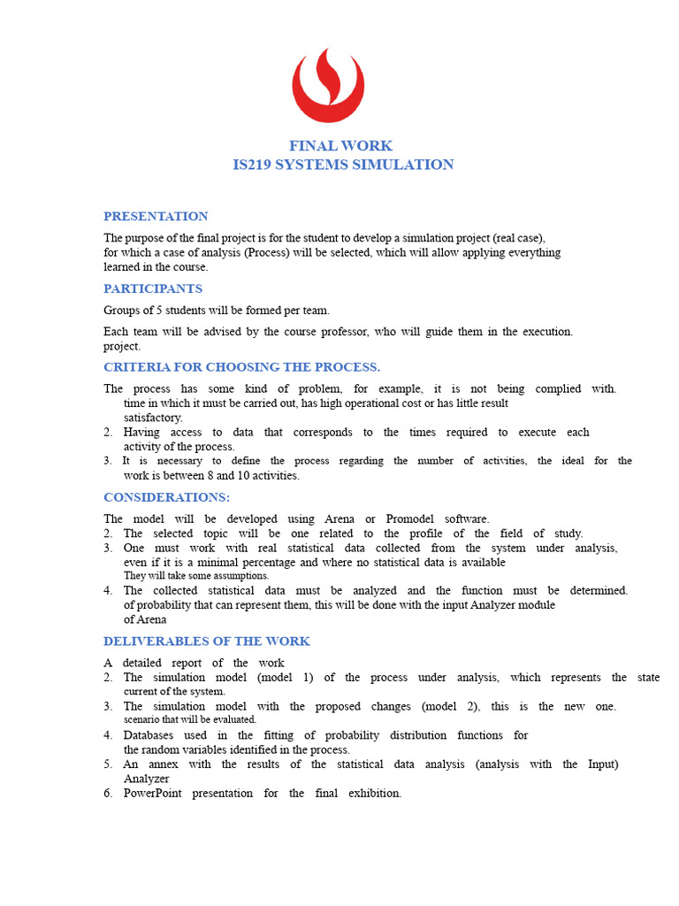 Final Work Is219 Systems Simulation: Presentation | PDF | Simulation ...