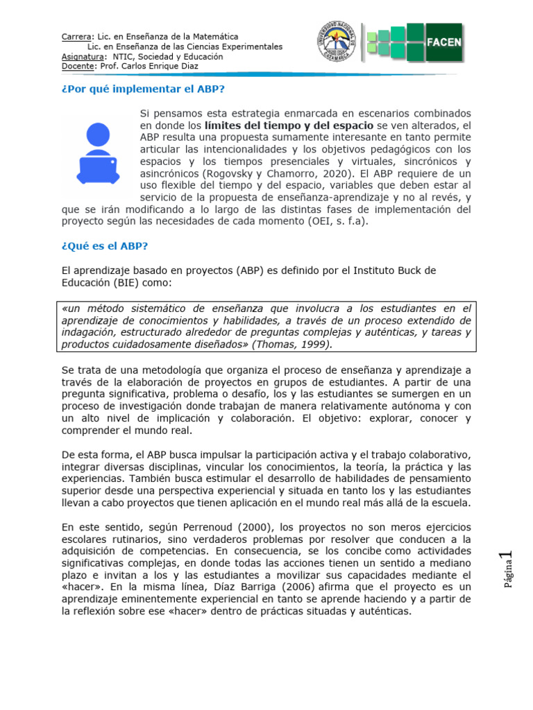 ¿Por Qué Implementar El ABP? | PDF | Enseñando | Aprendizaje