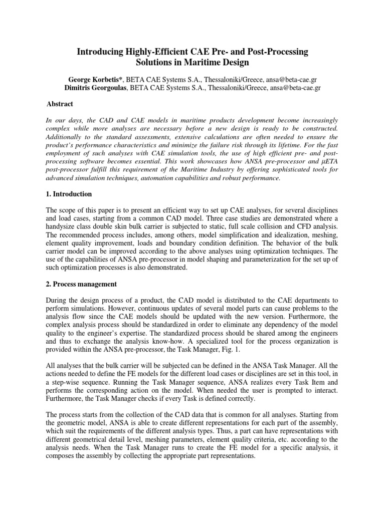 Introducing Highly-Efficient CAE Pre-And Post-Processing Solutions in ...