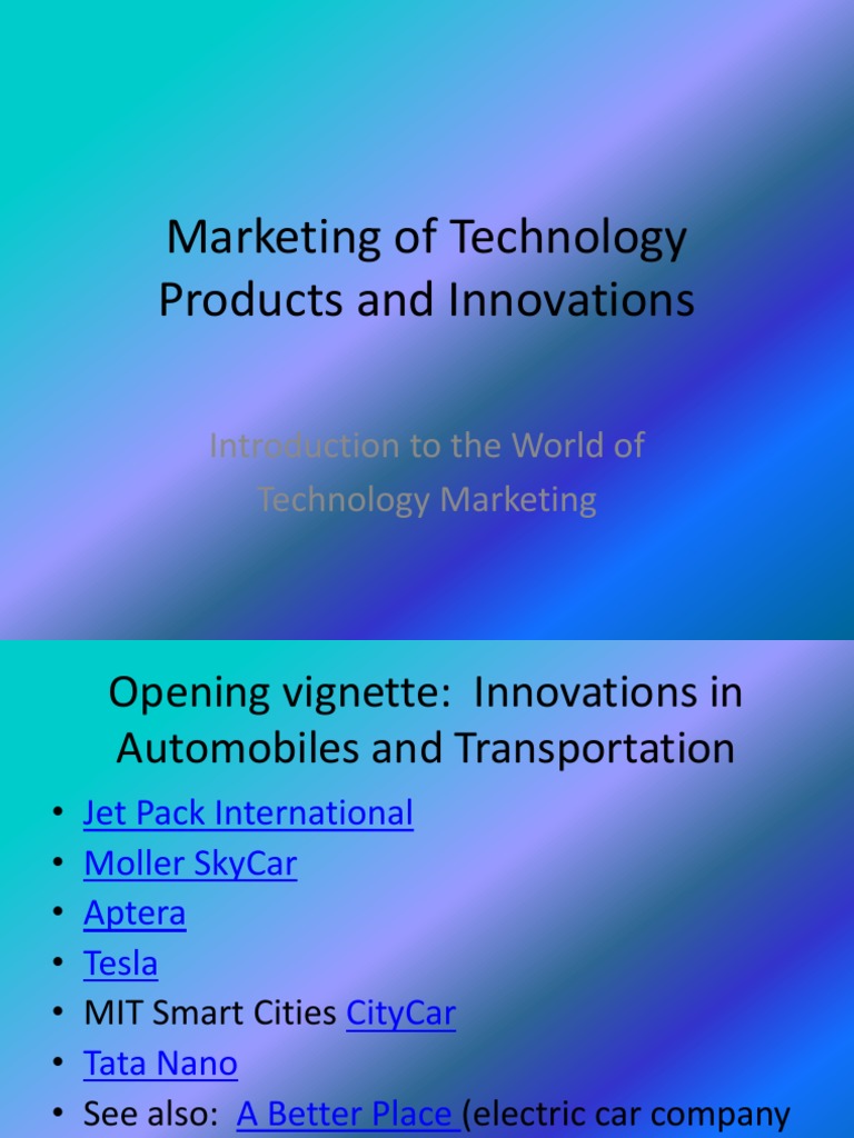 Marketing of Technology Products and Innovations | PDF | Disruptive ...