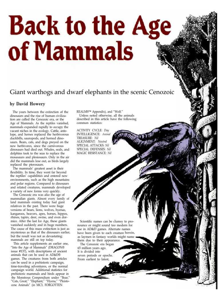 Cenozoic Era: Giants of Prehistoric Mammals | PDF | Predation | Mammals