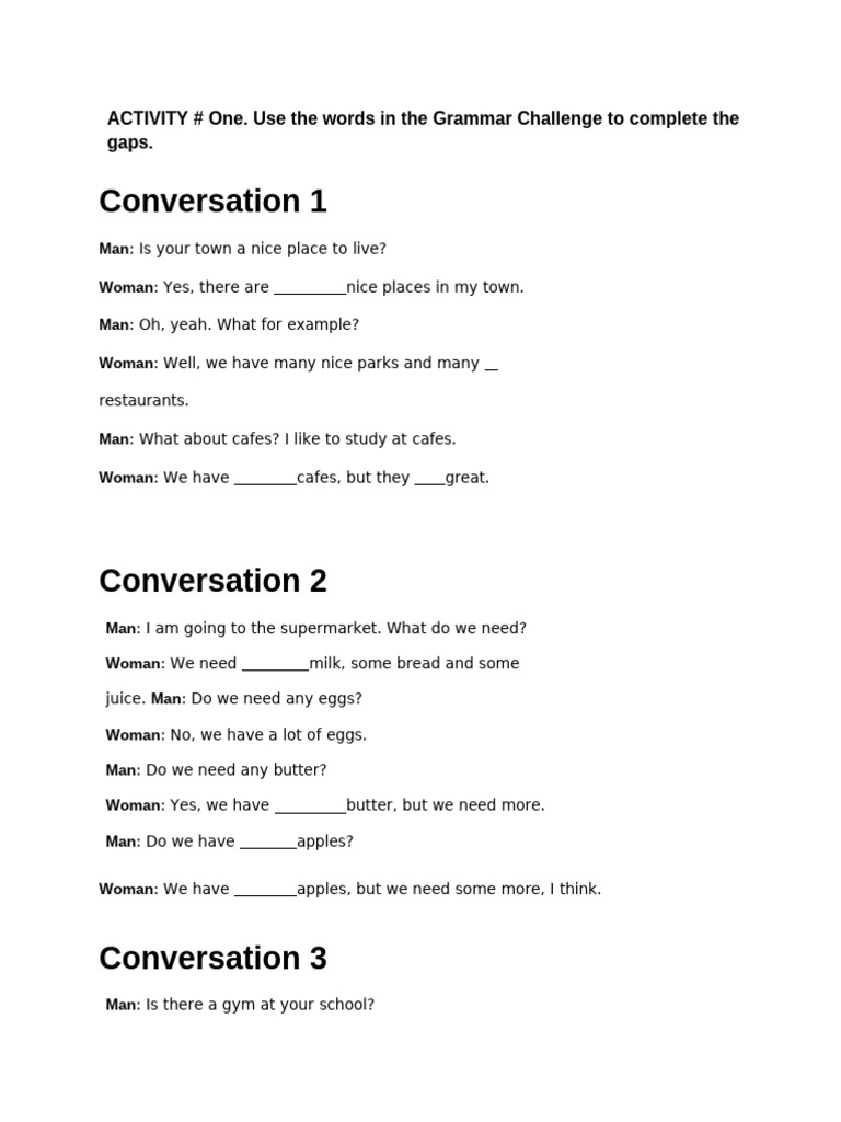 Grammar Challenge: Fill in the Gaps | PDF