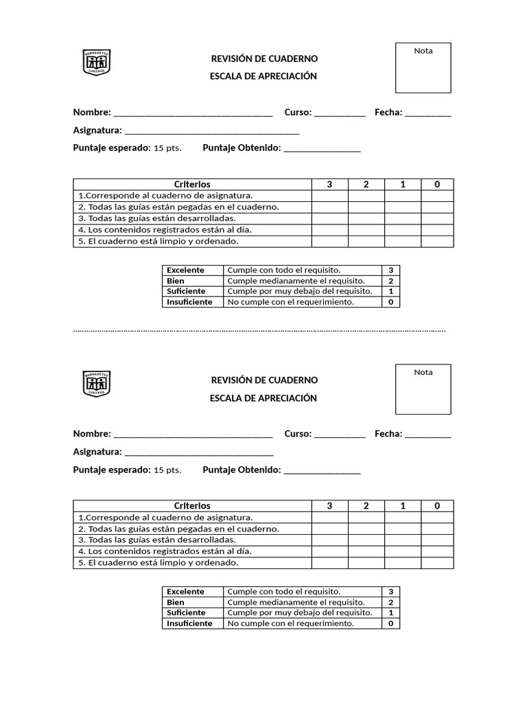 Revisión de Cuaderno | PDF