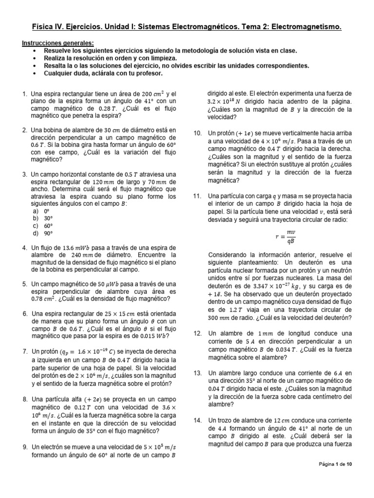 Física IV. Ejercicios. Unidad I. Sistemas Electromagnéticos. Tema 2 Electro | PDF | Inductor ...