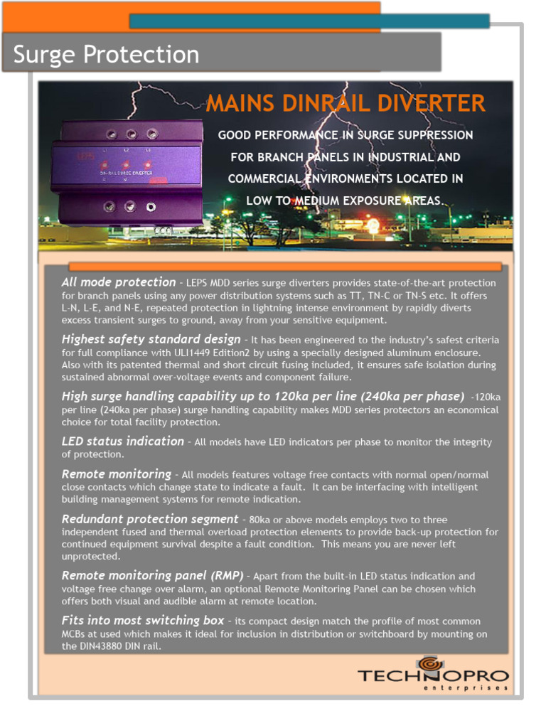 Surge Protector Brochure - MDD - Technopro - 1 | PDF | Fuse (Electrical ...