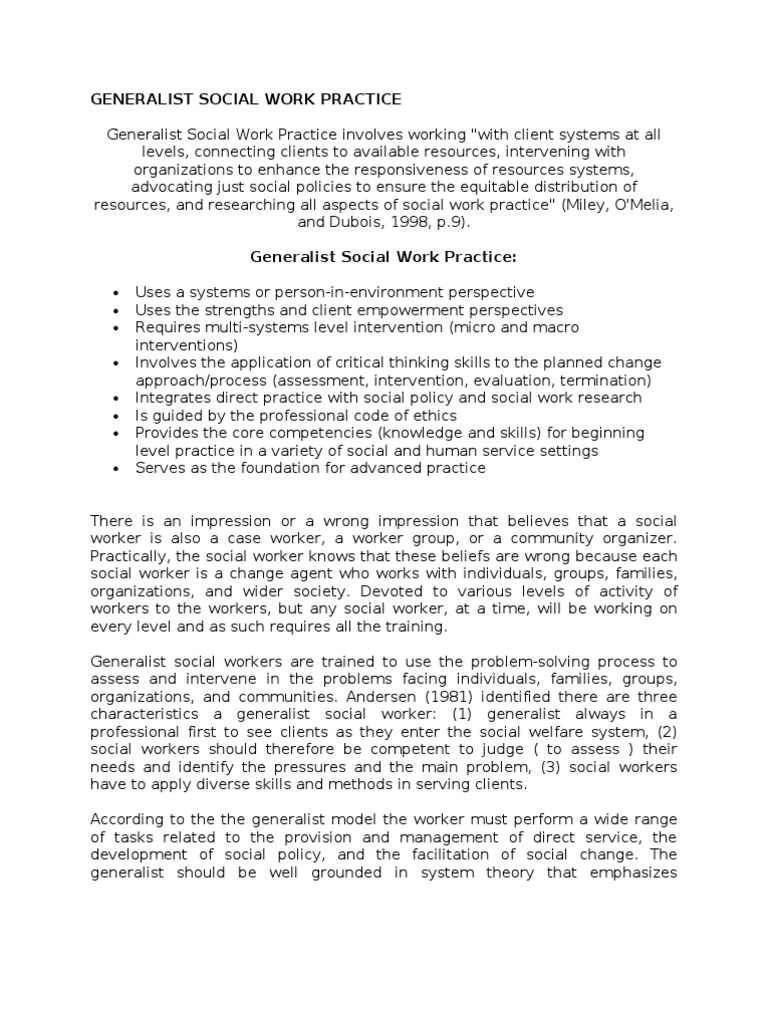 Generalist Social Work Practice: A Comprehensive Approach | PDF ...