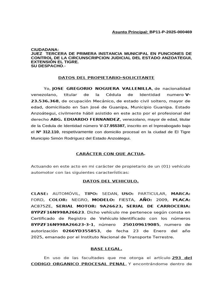 Solicitud De Devolución De Vehículo Pdf Fiscal Propiedad