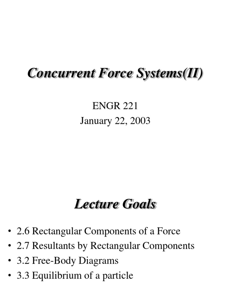 Concurrent Force Systems Lecture | PDF | Euclidean Vector | Space
