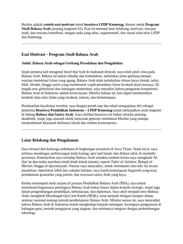 Contoh Essay Beasiswa | PDF