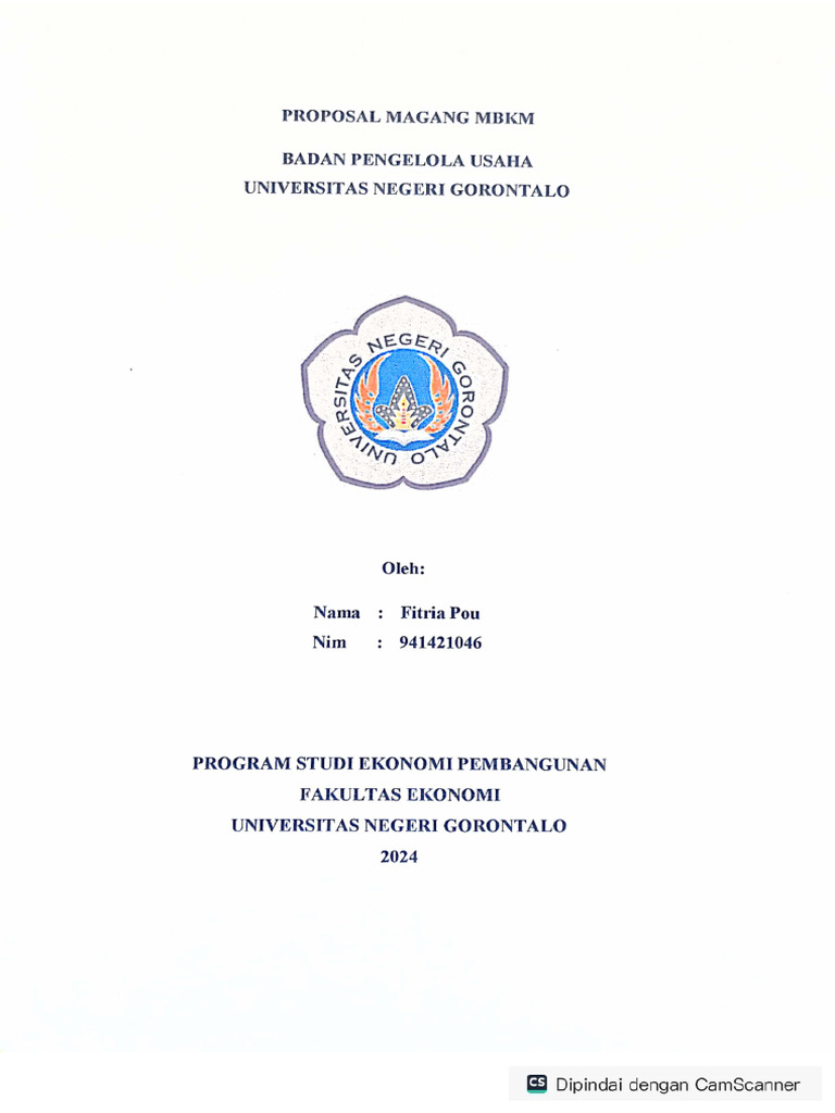 Fitria Pou - 941421046 - Proposal Magang MBKM - BPU UNG | PDF
