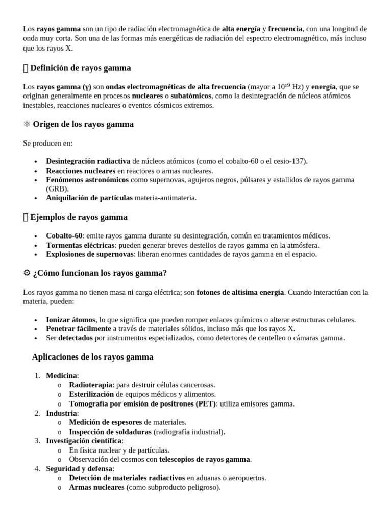 Los Rayos Gamma Son Un Tipo de Radiación Electromagnética de Alta ...