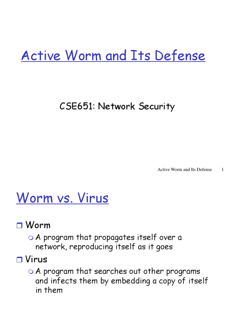 Lecture Worm Detection Pdf Peer To Peer Denial Of Service Attack