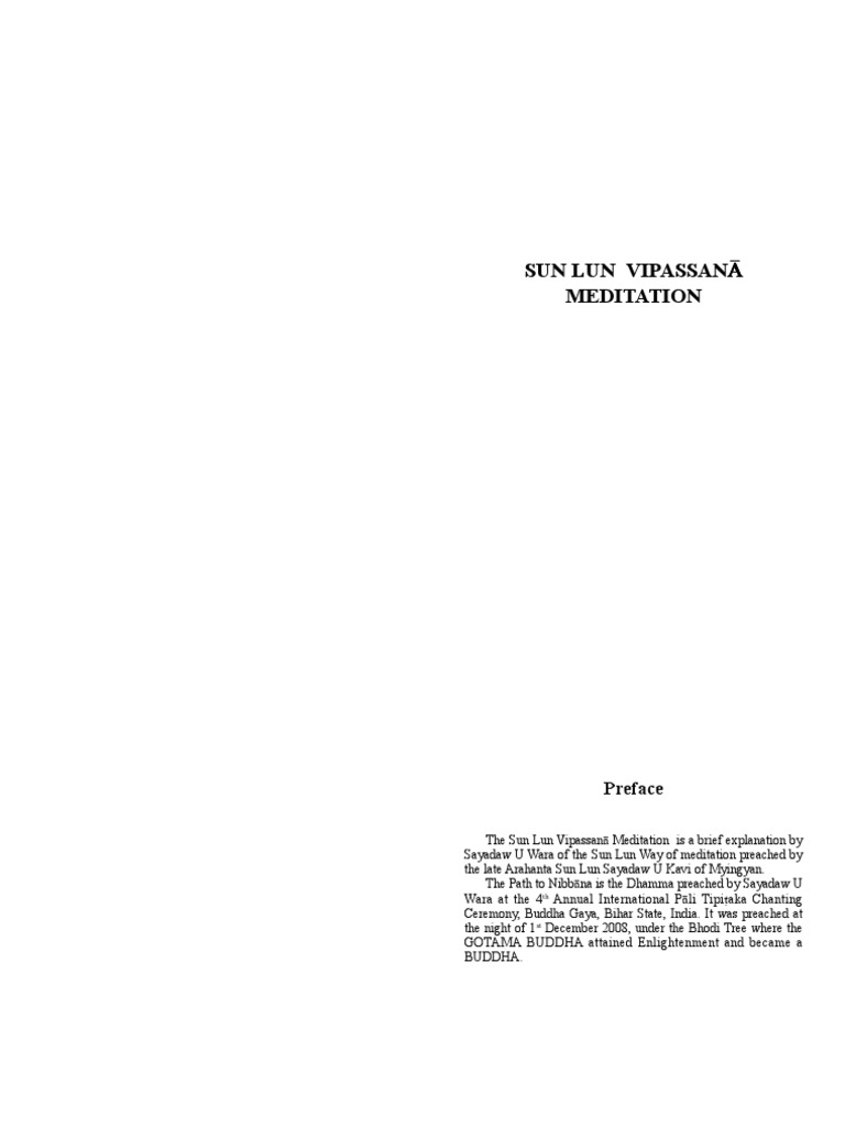 Sun Lun Vipassana Meditation | PDF | Vipassanā | Breathing
