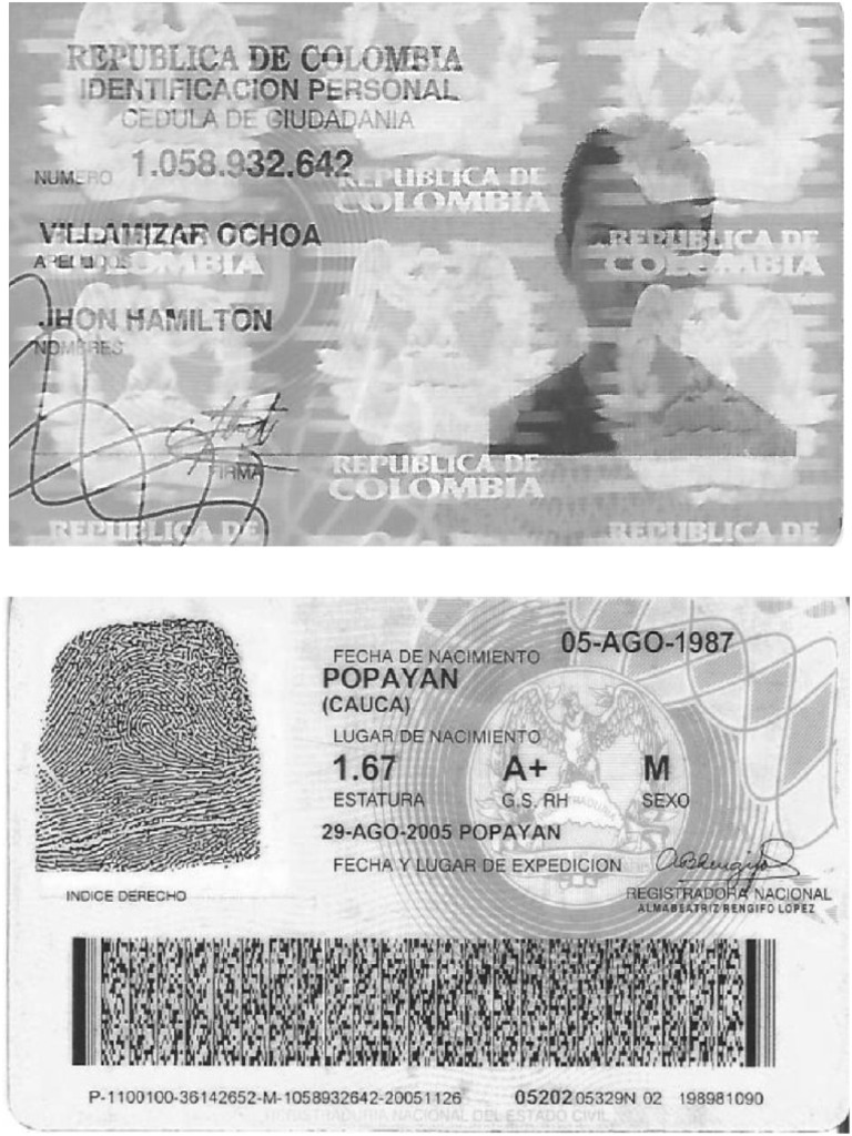 Cedula Jhon Hamilton Villamizar Ochoa | PDF