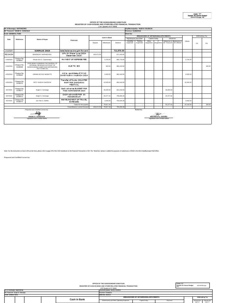3.6 SK MC - Annex D RCB Register of Cash in Bank and Other Related ...