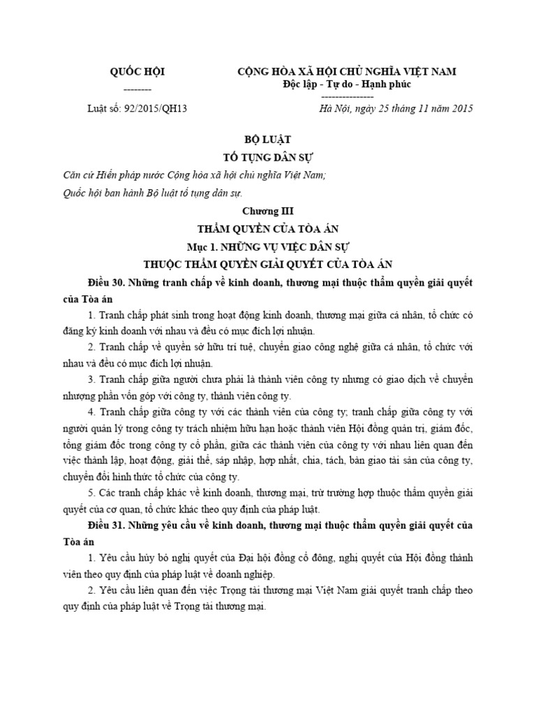 Một Số Điều Của Bộ Luật TTDS | PDF