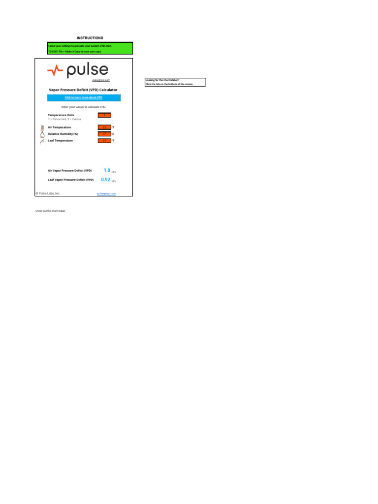 Pulse Grow VPD Chart Maker and Calculator | PDF | Fahrenheit | Celsius
