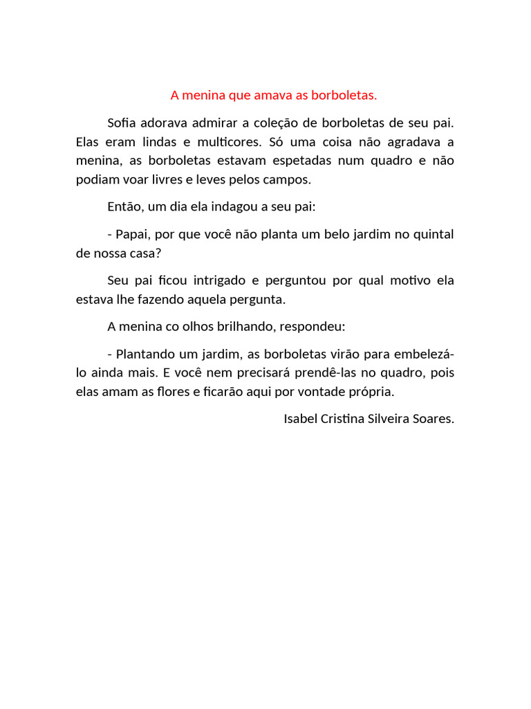 A Menina Que Amava As Borboletas | PDF