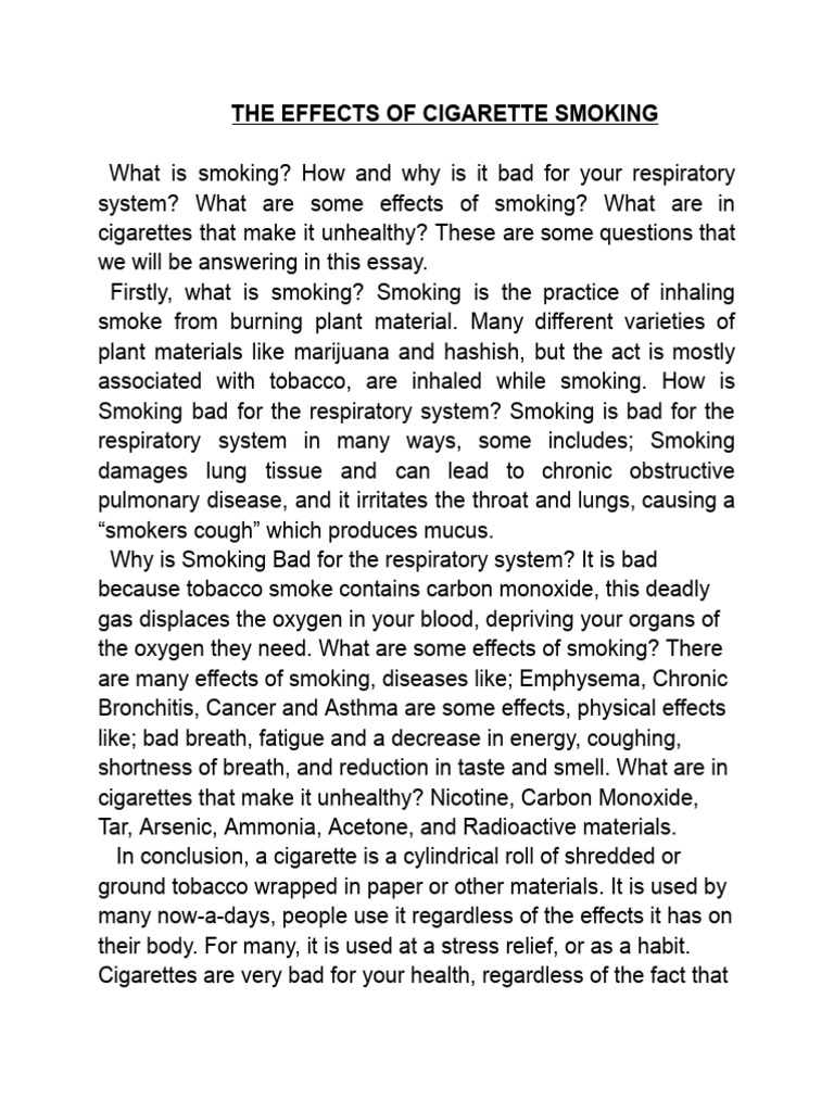 The Effects of Cigarette Smoking | PDF
