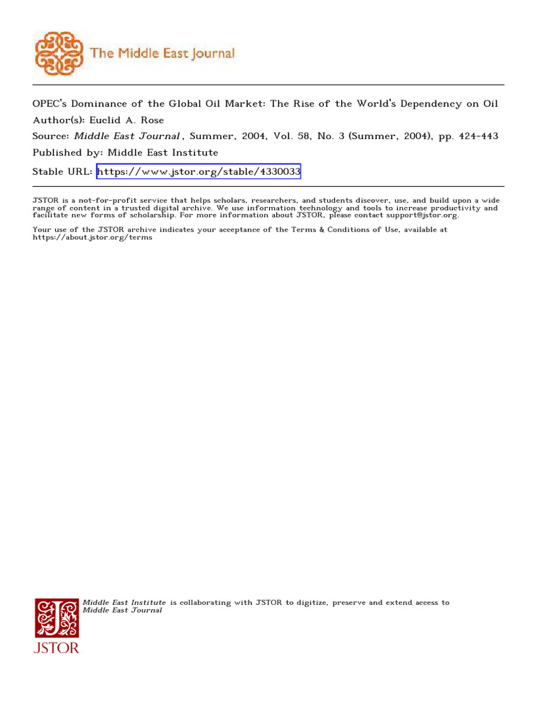 1. OPEC Dominance of the Global Oil Market The Rise of the World_s New Energy Order | PDF | Opec ...