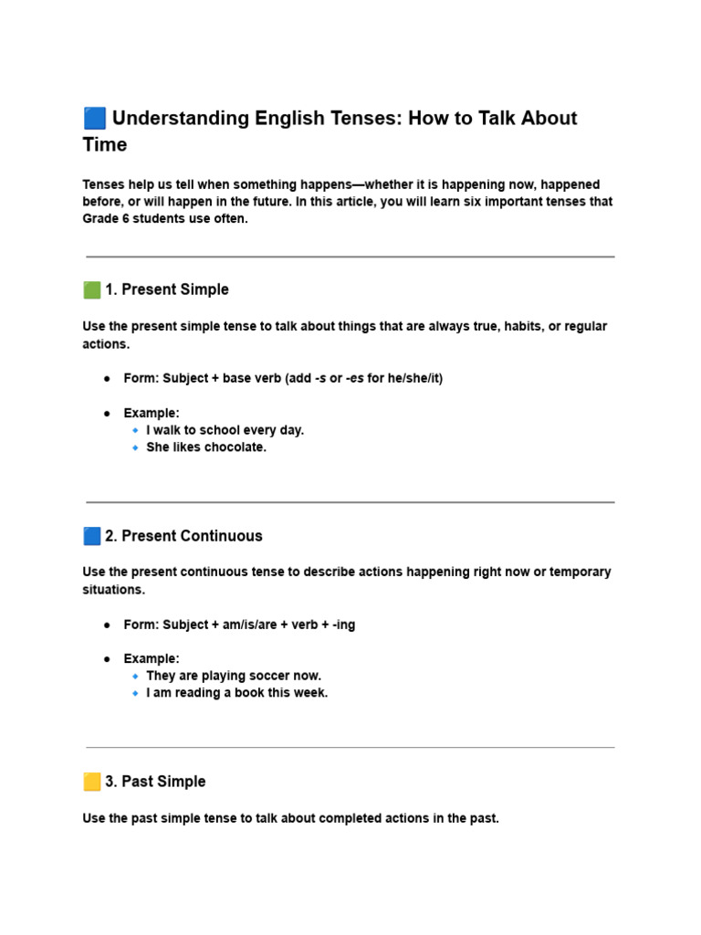 Understanding English Tenses - How To Talk About Time | PDF | Verb ...