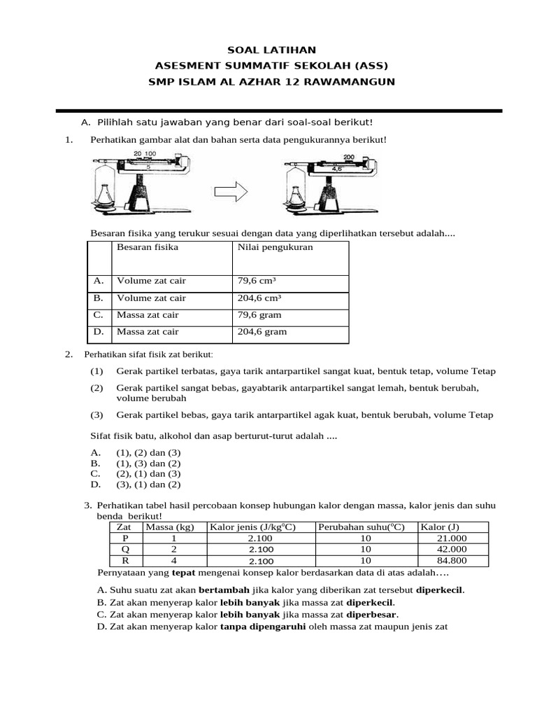 Soal Latihan ASS Fisika 2025 | PDF