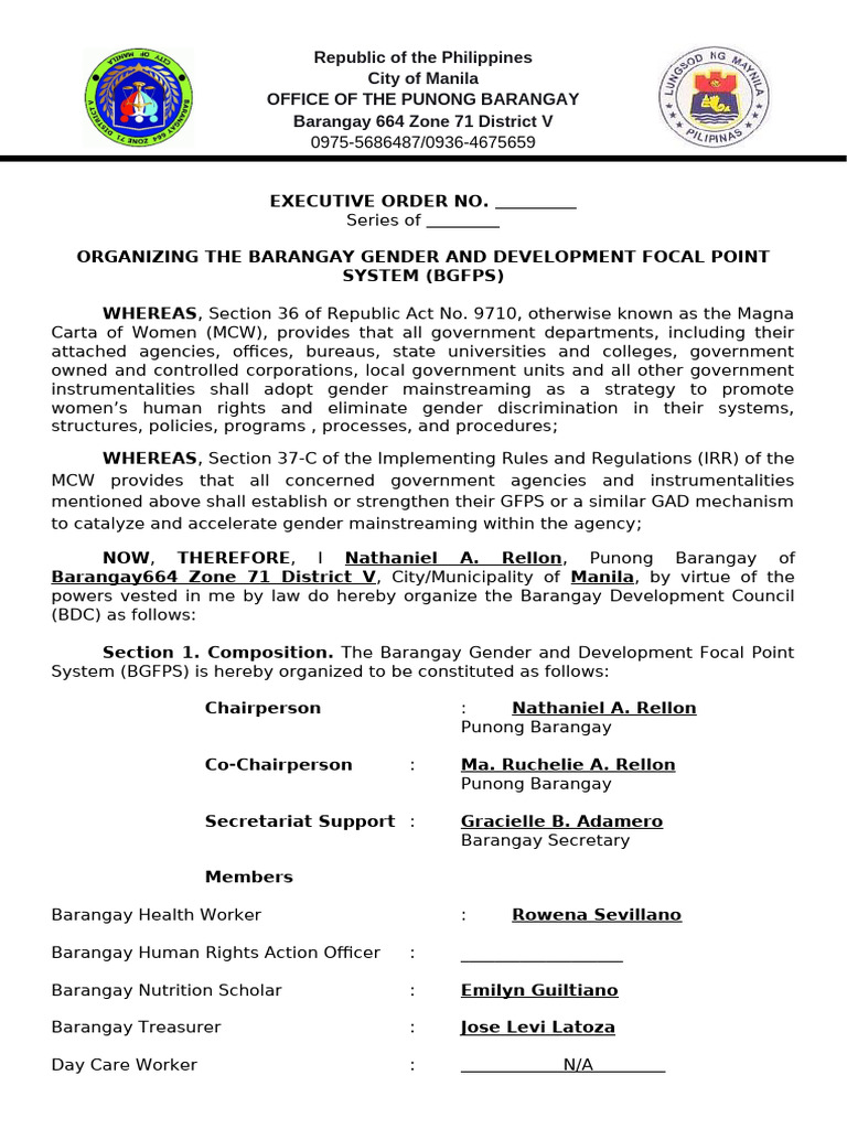 Barangay Gender and Development Focal Point System (BGFPS) 04 | PDF