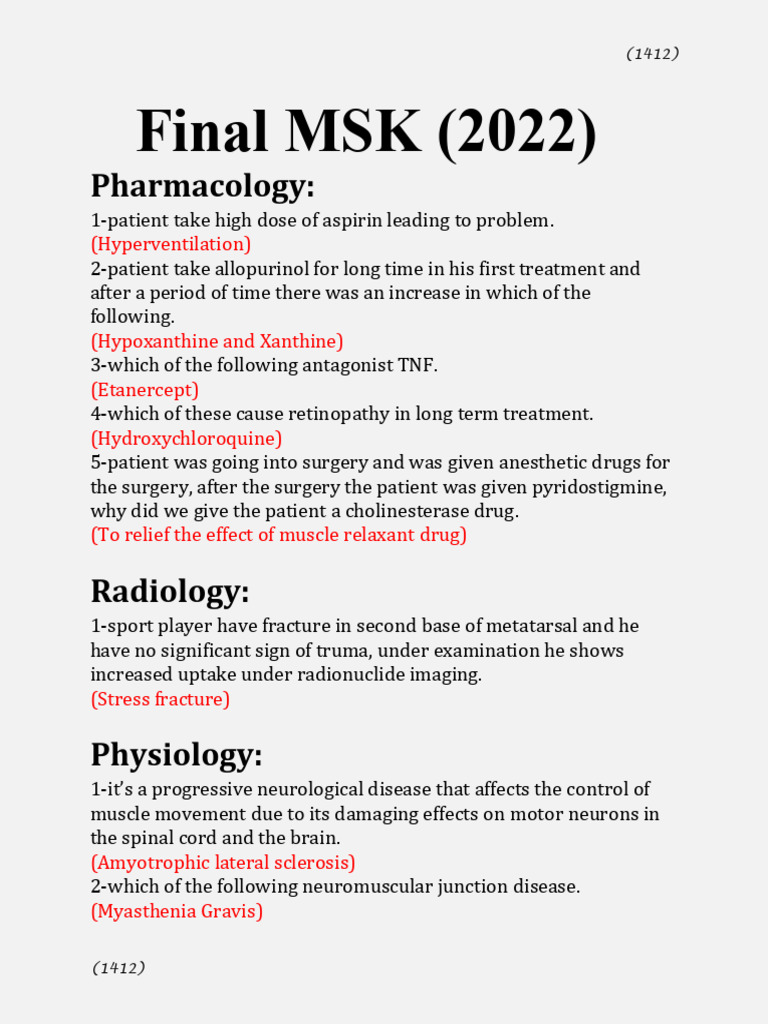 MSK Final (2022) | PDF | Knee | Anatomical Terms Of Motion
