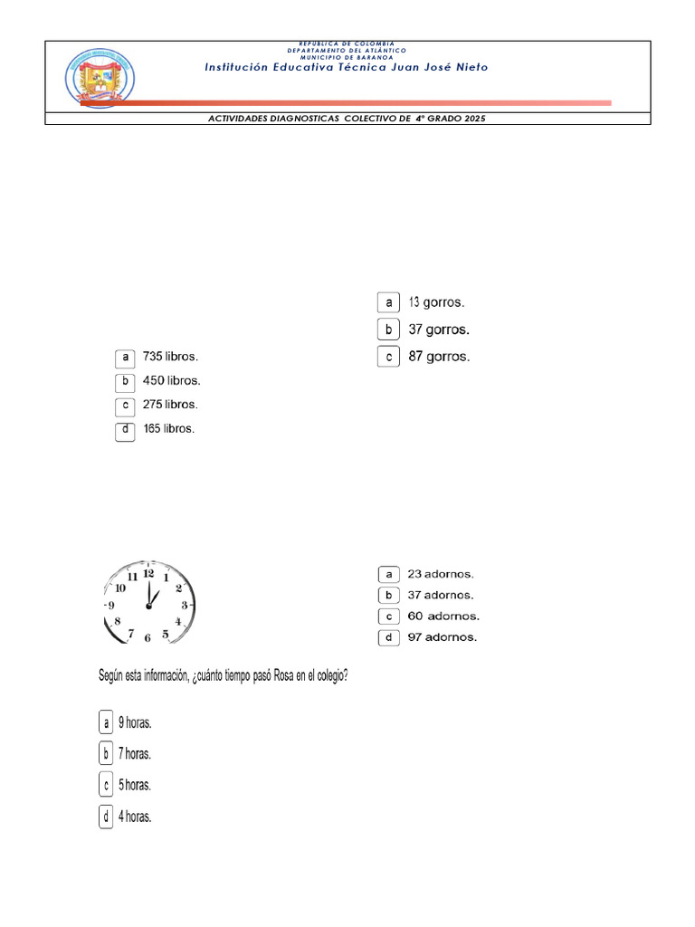 Evaluaciòn Diag Matematicas | PDF