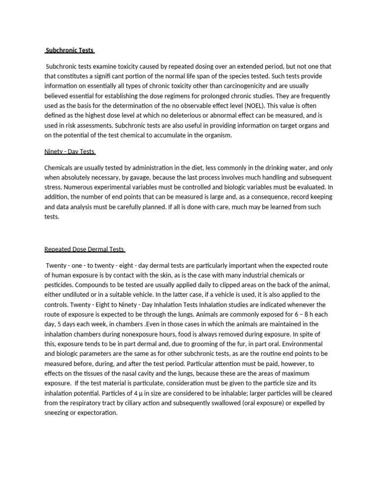 Subchronic Test-WPS Office | PDF | Toxicity | Medical Specialties
