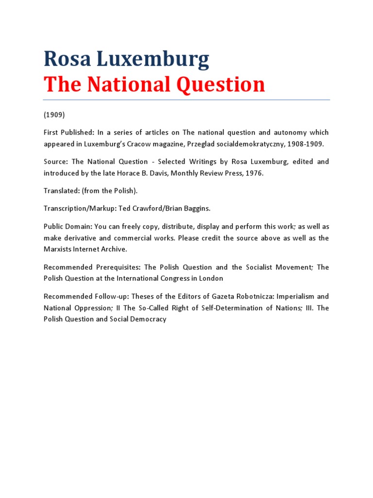 National Question | PDF | Social Democracy | Socialism