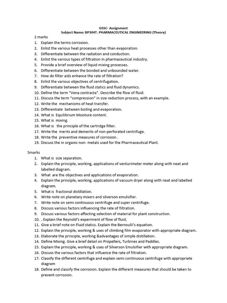 GSSC BP 304T Assignment | PDF | Filtration | Fluid Dynamics