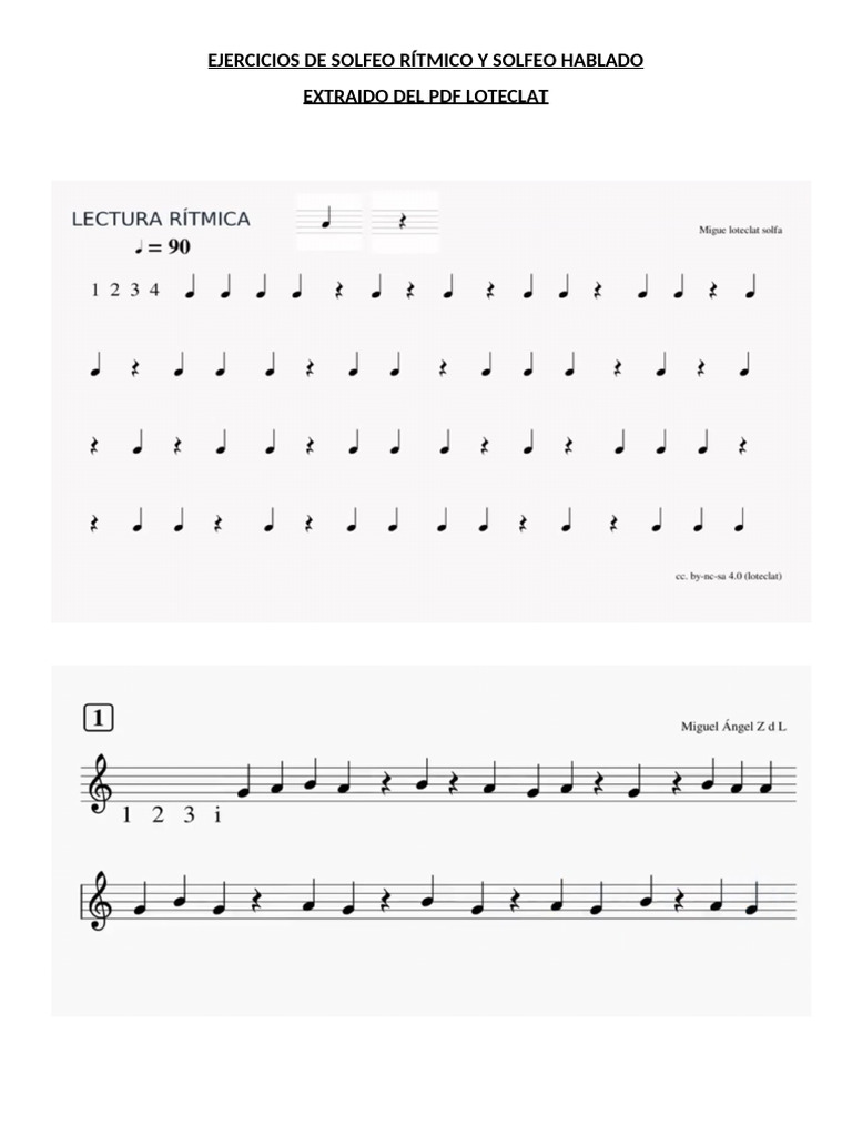Ejercicios de Solfeo Ritmico y Solfeo Hablado | PDF
