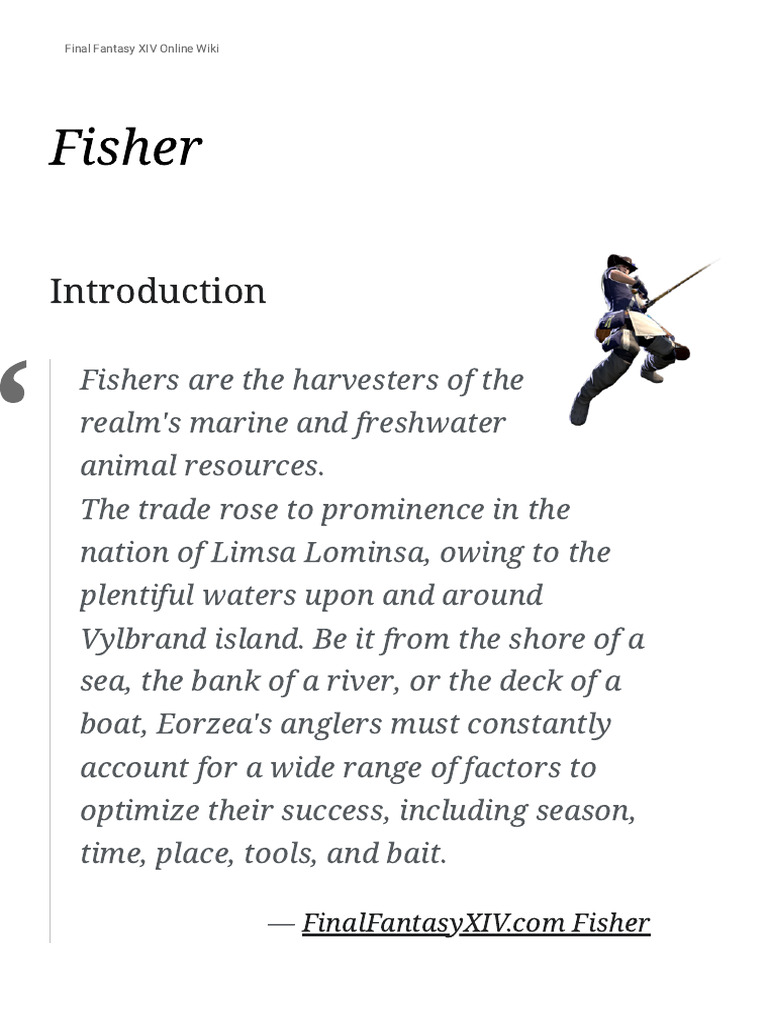 Fisher - Final Fantasy XIV PESCARIA | PDF | Angling | Outdoor Recreation Techniques