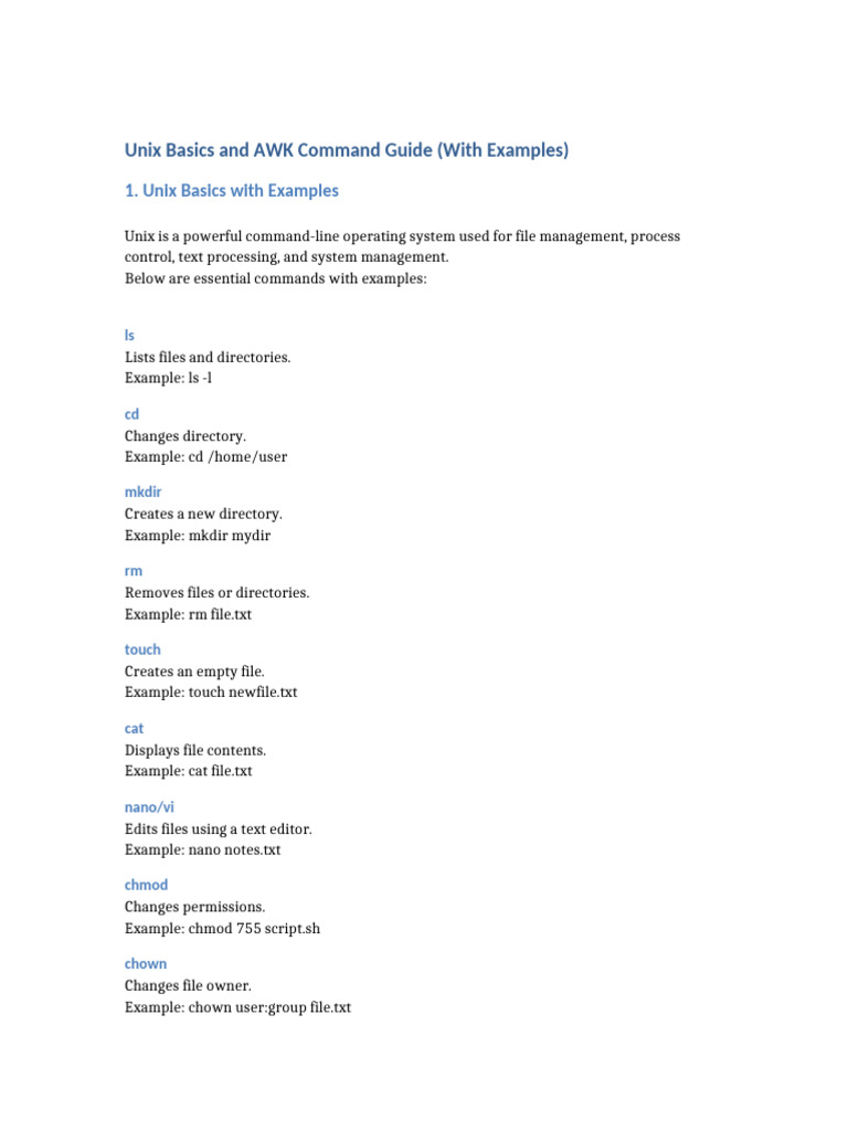 Unix_and_AWK_Guide_Revised | PDF | Operating System Technology | Software