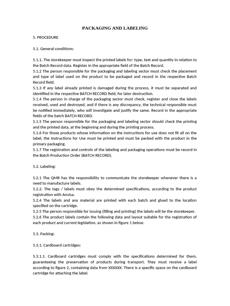 Sop Packaging and Labeling | PDF | Specification (Technical Standard)